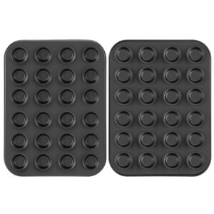 Flexzion Muffin Tray Cupcake Baking Pan 2 Pack, 24-Cup Nonstick Carbon Steel Muffin Tins Non-Stick Cupcake Tin Bakeware Accessories for Baking Cupcakes Muffin Brownies Snacks, Easy Clean, Fridge Safe