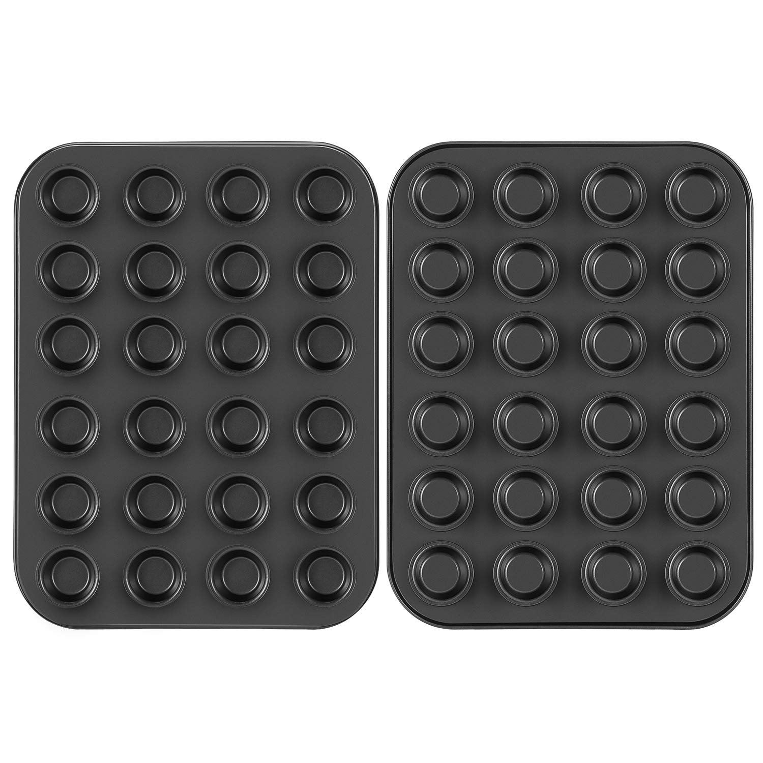 Flexzion Muffin Tray Cupcake Baking Pan 2 Pack, 24-Cup Nonstick Carbon Steel Muffin Tins Non-Stick Cupcake Tin Bakeware Accessories for Baking Cupcakes Muffin Brownies Snacks, Easy Clean, Fridge Safe