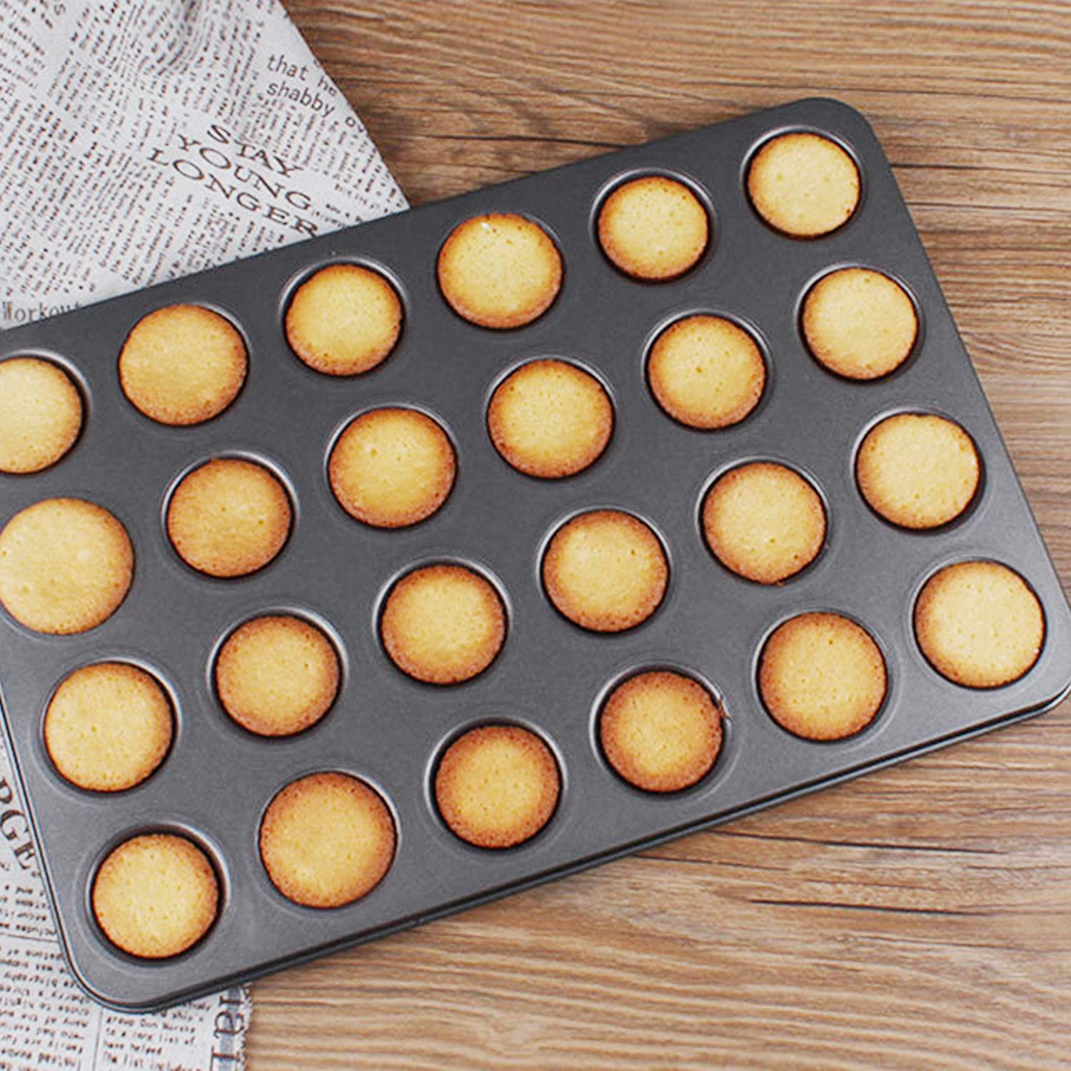 Flexzion Muffin Tray Cupcake Baking Pan 2 Pack, 24-Cup Nonstick Carbon Steel Muffin Tins Non-Stick Cupcake Tin Bakeware Accessories for Baking Cupcakes Muffin Brownies Snacks, Easy Clean, Fridge Safe