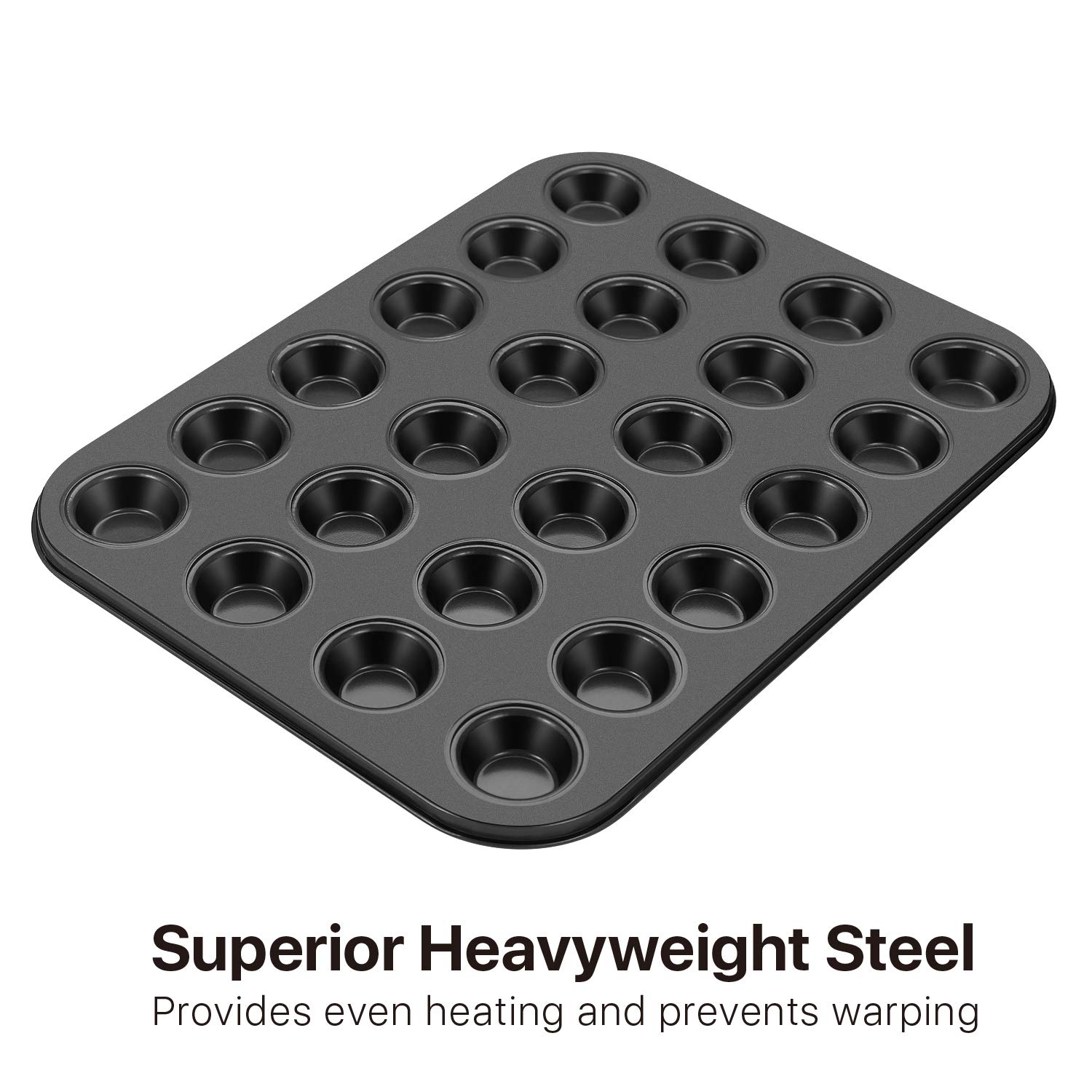 Flexzion Muffin Tray Cupcake Baking Pan 2 Pack, 24-Cup Nonstick Carbon Steel Muffin Tins Non-Stick Cupcake Tin Bakeware Accessories for Baking Cupcakes Muffin Brownies Snacks, Easy Clean, Fridge Safe