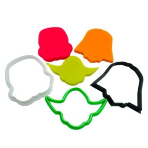 WELLSHEZZ COOKIE CUTTER INSPIRED BY MOVIE CHARACTERS FACE HELMET OUTLINES DARTHg VADERr STORMm TROOPER SET OF 3 SPECIAL OCCASION COOKIE CUTTERS