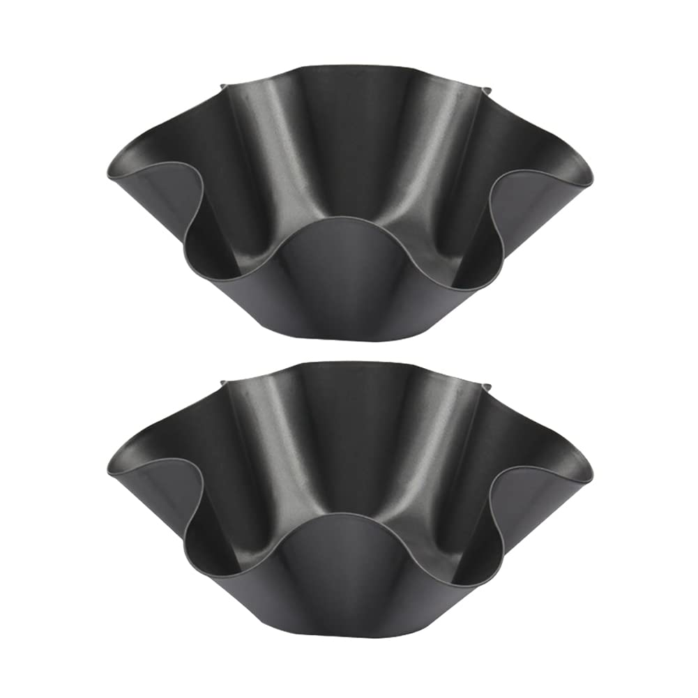 UUYYEO 2 Pcs Non Stick Baking Bowls Tortilla Bowl Maker Carbon Steel Baking Molds Black Salad Bowl Pans for Kitchen