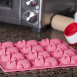 Mobi 12 Little Pigs in a Blanket Silicone Baking Mold, Pink