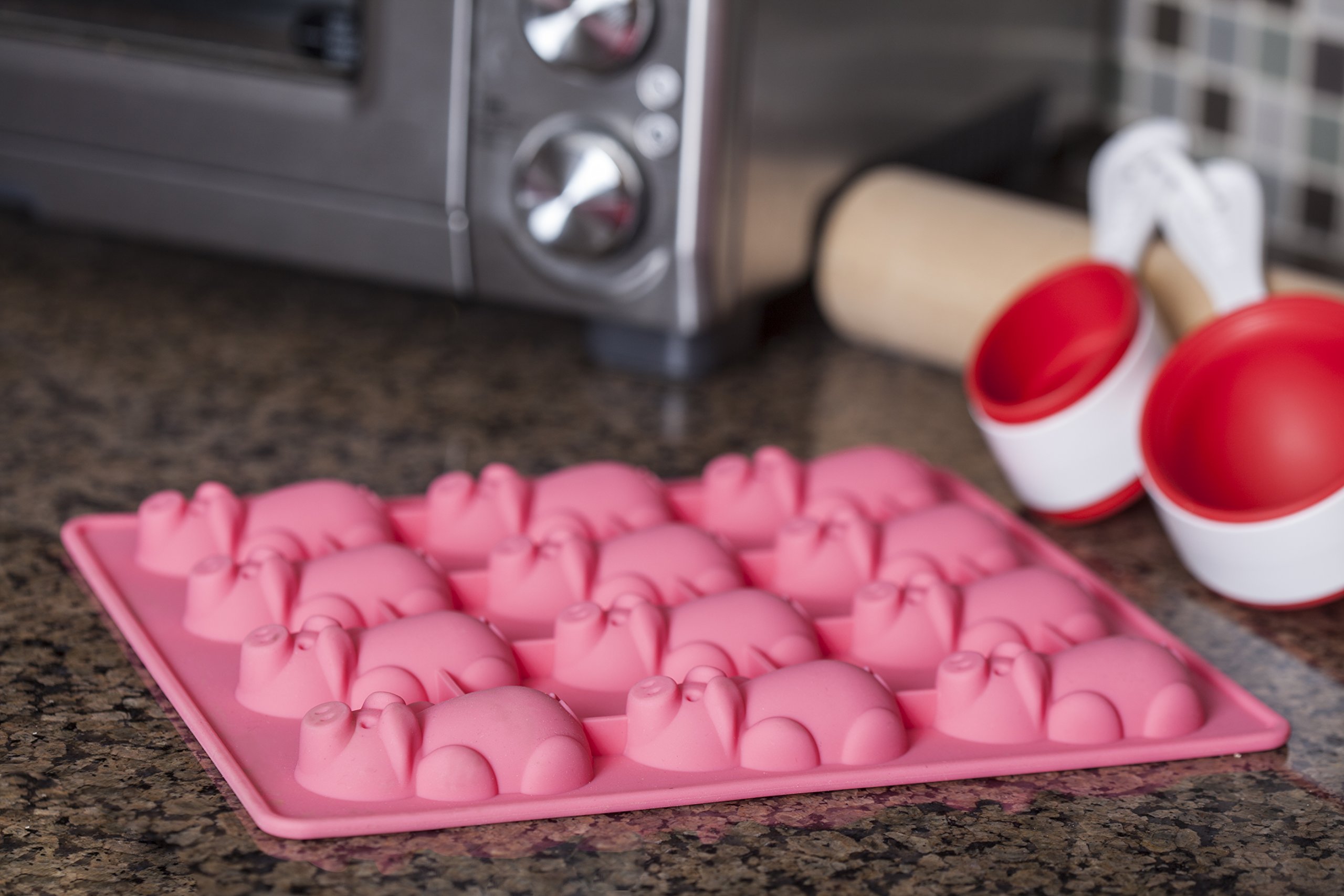 Mobi 12 Little Pigs in a Blanket Silicone Baking Mold, Pink