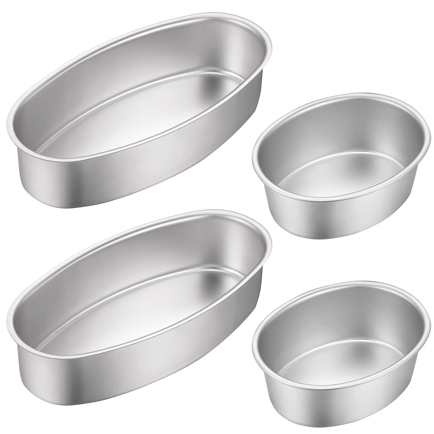 4 Pieces Oval Cheesecake Pan 4 Inch and 8 Inch Non-stick Cake Pan Aluminum Cake Mold Bread Loaf Pan Mold Meatloaf Breads Mold for Oven Baking, Homemade Cake Mold Daily Uses Compatible with Instant Pot