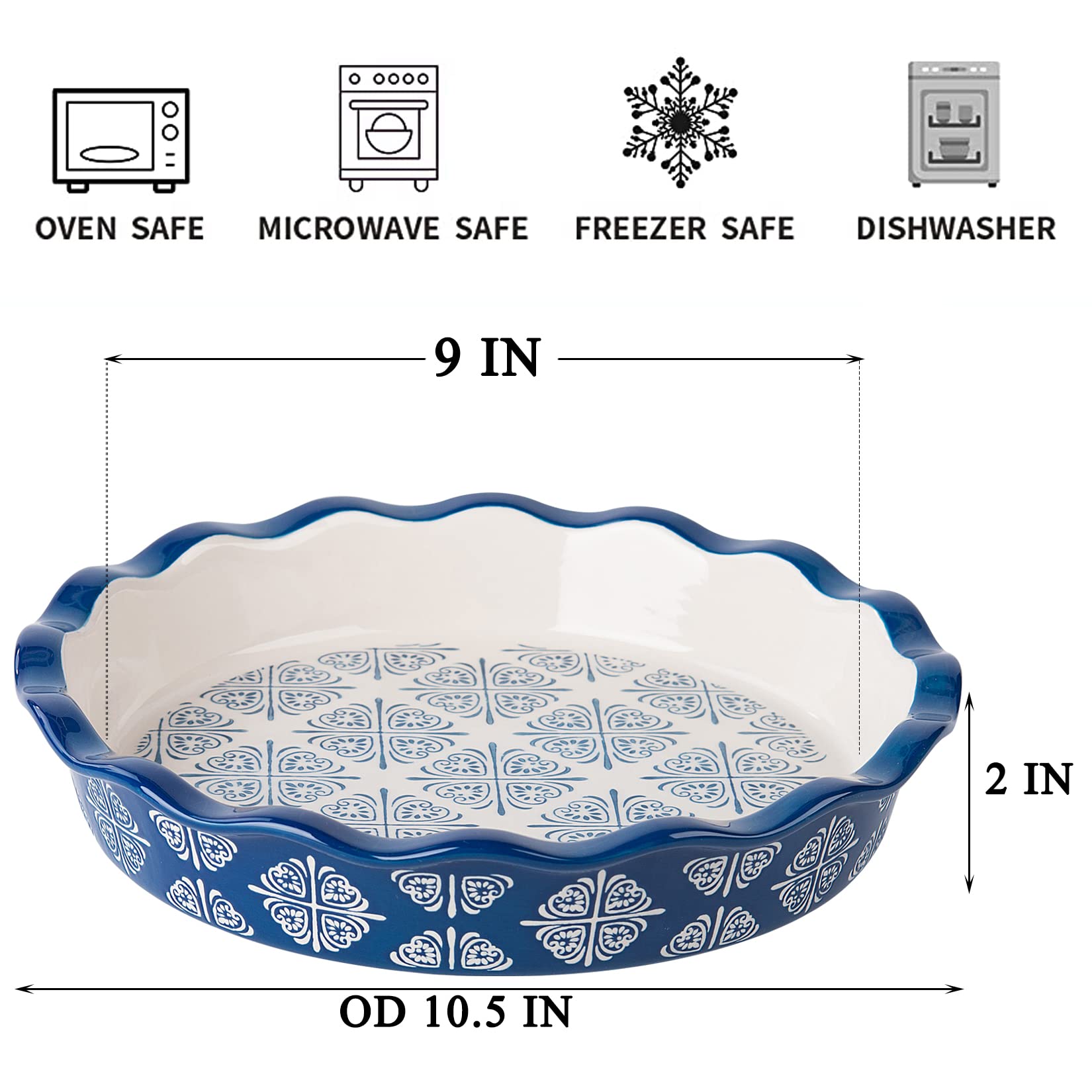 Wisenvoy Pie Pan Ceramic Pie Dish Pie Plate Molde de cerámica para tartas