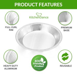 KitchenDance Disposable Heavyweight Aluminum Foil Round Baking Pan, 1070, Silver, 36 Ounces