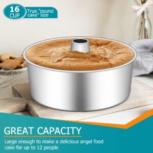 E-far Angel Food Cake Pan, 10-Inch Stainless Steel Tube Pan for Baking Pound Chiffon Cake, One-piece Design & Non-toxic, Dishwasher Safe