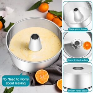 E-far Angel Food Cake Pan, 10-Inch Stainless Steel Tube Pan for Baking Pound Chiffon Cake, One-piece Design & Non-toxic, Dishwasher Safe