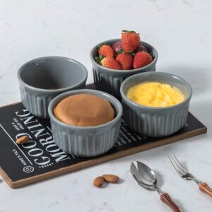 FE 8OZ Ramekins, Rome Pillar Souffle Dish Oven Safe, Custard Cups Set of 6, Porcelain Ramekins for Baking Creme Brulee & Pudding (Apple Red)