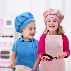 SUNLAND Kids Apron and Hat Set Children Chef Apron for Cooking Baking Painting (Pink, M)