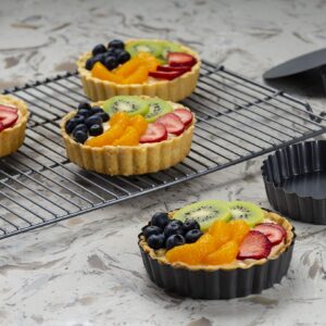 Gourmia GPA9375 Mini Tart Pans with Removable Bottom - 6 Pack, 5” Diameter, 1” Depth – 100% PFOA free Non Stick Carbon Steel - Miniature Molds For Pies, Cheese Cakes, Desserts, Quiche pan and More