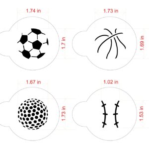 Designer Stencils Small Sports Ball Cupcake and Cookie Stencils (Basketball - Golf - Soccer - Baseball), Beige/semi-transparent