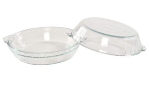 home-x pie bakeware set of 2, glass baking accessories, 7” dessert pie plates