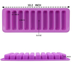 Minchsrin Silicone Ladyfingers mold Chocolate molds Non-Stick For Cookies Candy Crayon Candle Soap Ice Cube Tray Set of 2 (purple)