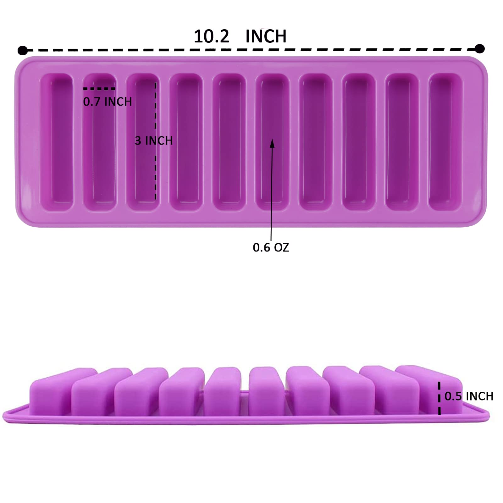 Minchsrin Silicone Ladyfingers mold Chocolate molds Non-Stick For Cookies Candy Crayon Candle Soap Ice Cube Tray Set of 2 (purple)