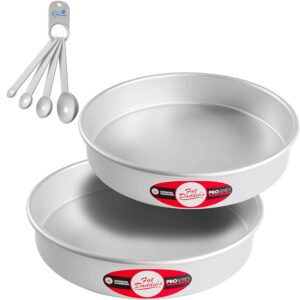 lumintrail fat daddios anodized aluminum tiered round cake pans bundle with a spoon set (10" diameter (set of 2), 2" deep)