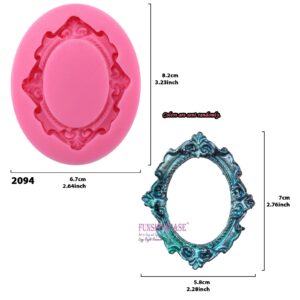 Funshowcase Square and Oval Picture Frame Silicone Mold for Sugarcraft, Resin Epoxy, Polymer Clay Crafting Projects 2-Count