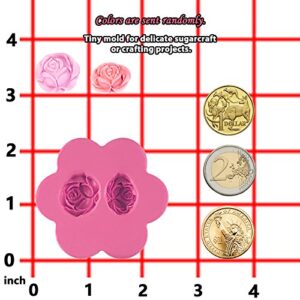 Funshowcase Rose Fondant Silicone Mold for Sugarcraft Cake Decoration, Cupcake Topper, Polymer Clay, Soap Wax Making Crafting Projects 2-Cavity