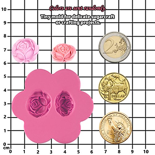 Funshowcase Rose Fondant Silicone Mold for Sugarcraft Cake Decoration, Cupcake Topper, Polymer Clay, Soap Wax Making Crafting Projects 2-Cavity