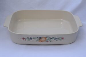 vintage corning ware abundance fruit pattern a-21-b-n a21 large oblong open roaster roasting baking dish casserole lasagna pan * original smooth bottom pyroceram glass * made in usa