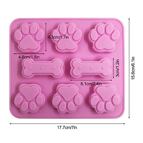 Puppy Dog Paw and Bone Silicone Molds, Sonku Silicone Trays Candy Molds for Chocolate, Candy, Jelly, Ice Cube, Dog Treats (5Pcs/set)