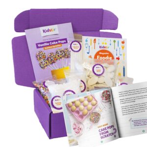 KIDSTIR Kids Baking Set DIY Baking Kits, Cake Pop Kit with Everything, All-in-One Baking Kit with Cake Pop Stand, Pre-Measured Ingredients, Best Gift Idea for Boys and Girls Ages 6-12. Vanilla