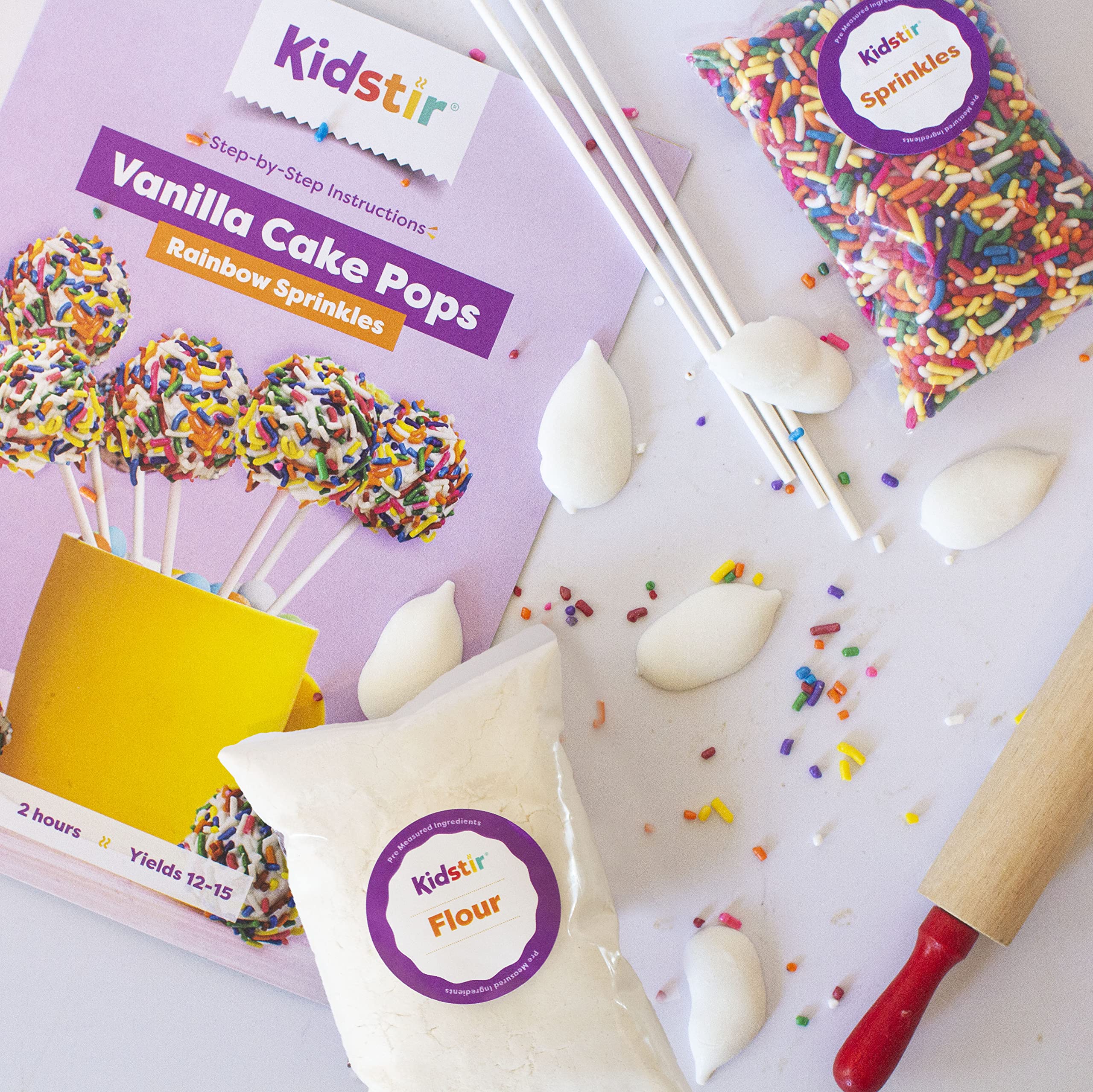 KIDSTIR Kids Baking Set DIY Baking Kits, Cake Pop Kit with Everything, All-in-One Baking Kit with Cake Pop Stand, Pre-Measured Ingredients, Best Gift Idea for Boys and Girls Ages 6-12. Vanilla