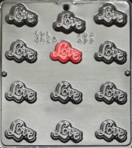 "love" bite size chocolate candy mold valentines day 3025