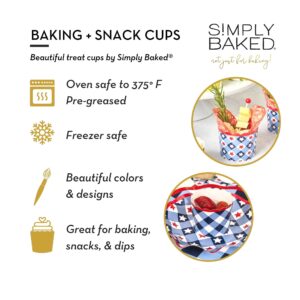 Simply Baked Large 5 Ounce Disposable Paper Baking Cups, 100 Pack of Cupcake Muffin Wrappers for Baking or Party, Treats, Candy, and Snack Cups, Patriotic Gingham