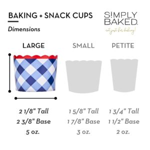 Simply Baked Large 5 Ounce Disposable Paper Baking Cups, 100 Pack of Cupcake Muffin Wrappers for Baking or Party, Treats, Candy, and Snack Cups, Patriotic Gingham