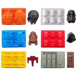 fantasybear star war shaped mold,set of 6 silicone flexible molds for star wars lovers robots birthday cake decoration candy molds chocolate molds soap molds baking molds jello molds (6pcs set)