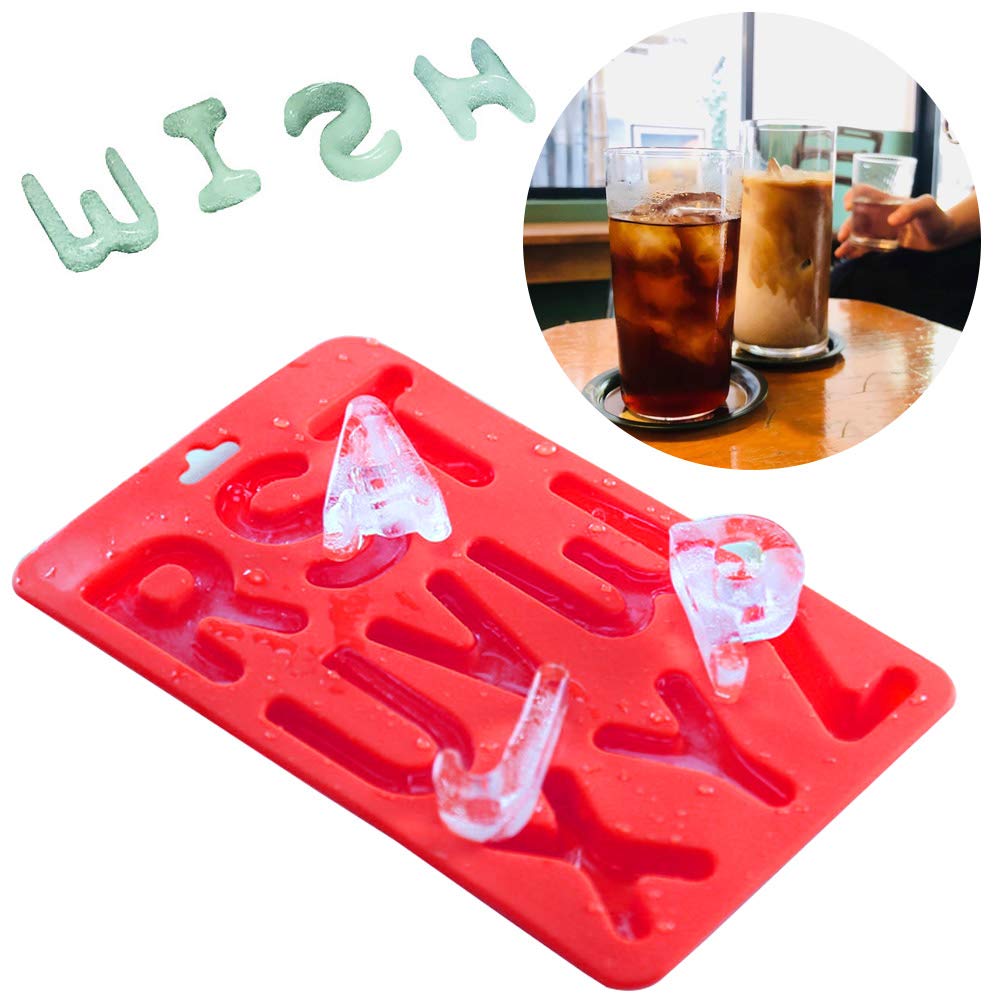 4 Pcs Silicone Numbers Alphabets Trays Molds, FineGood 26 letters & Numbers Candy Mould Biscuit Chocolate DIY Baking Pans Ice Cube Making Trays -green, brown, red, blue