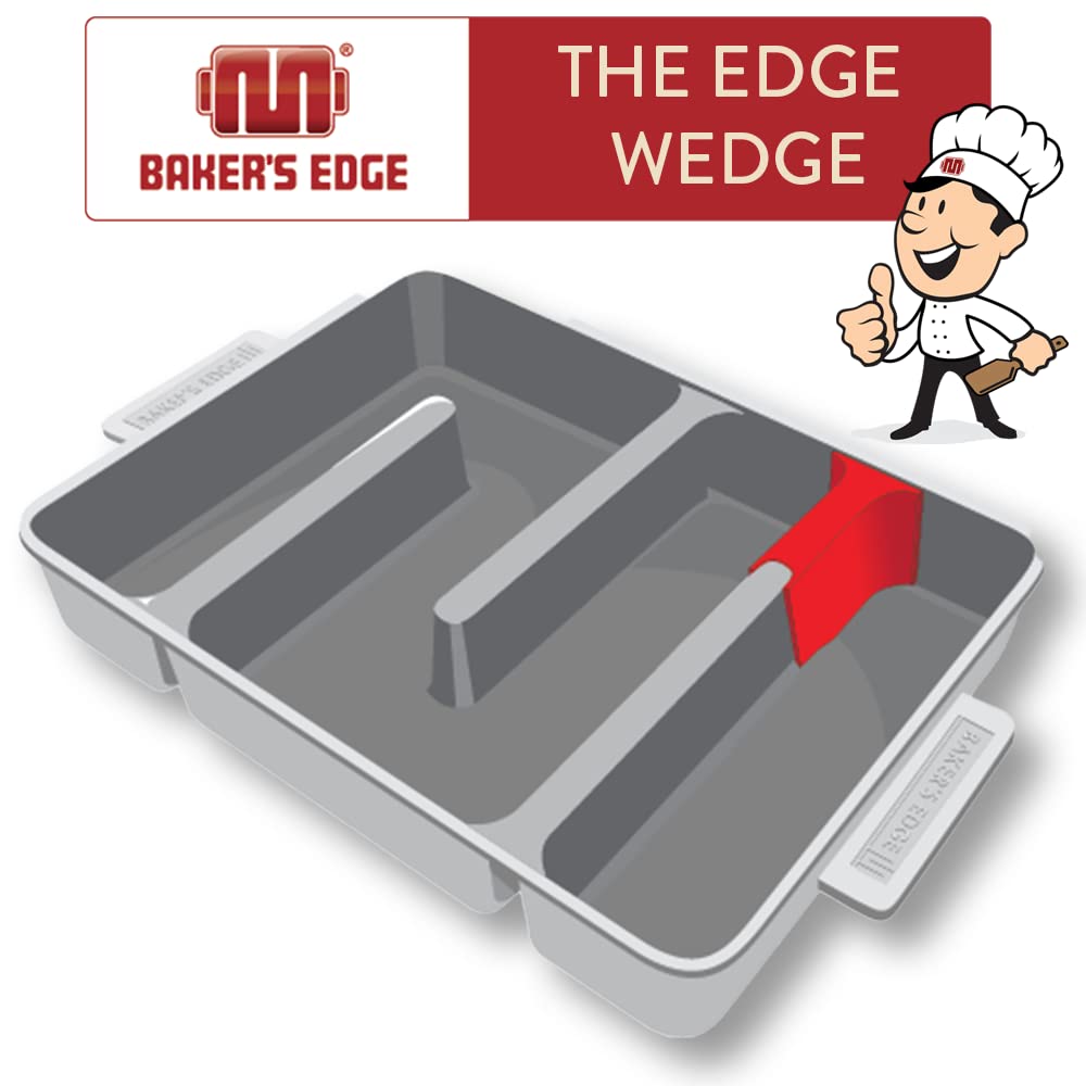 Baker's Edge Lid & Wedge Pack for the Edge Brownie Pan| Silicone Lid for Your Brownie Pan plus the Edge Wedge to Divide your Pan Into Two Separate Baking Areas| Lid & Wedge Only - Pan Sold Separately