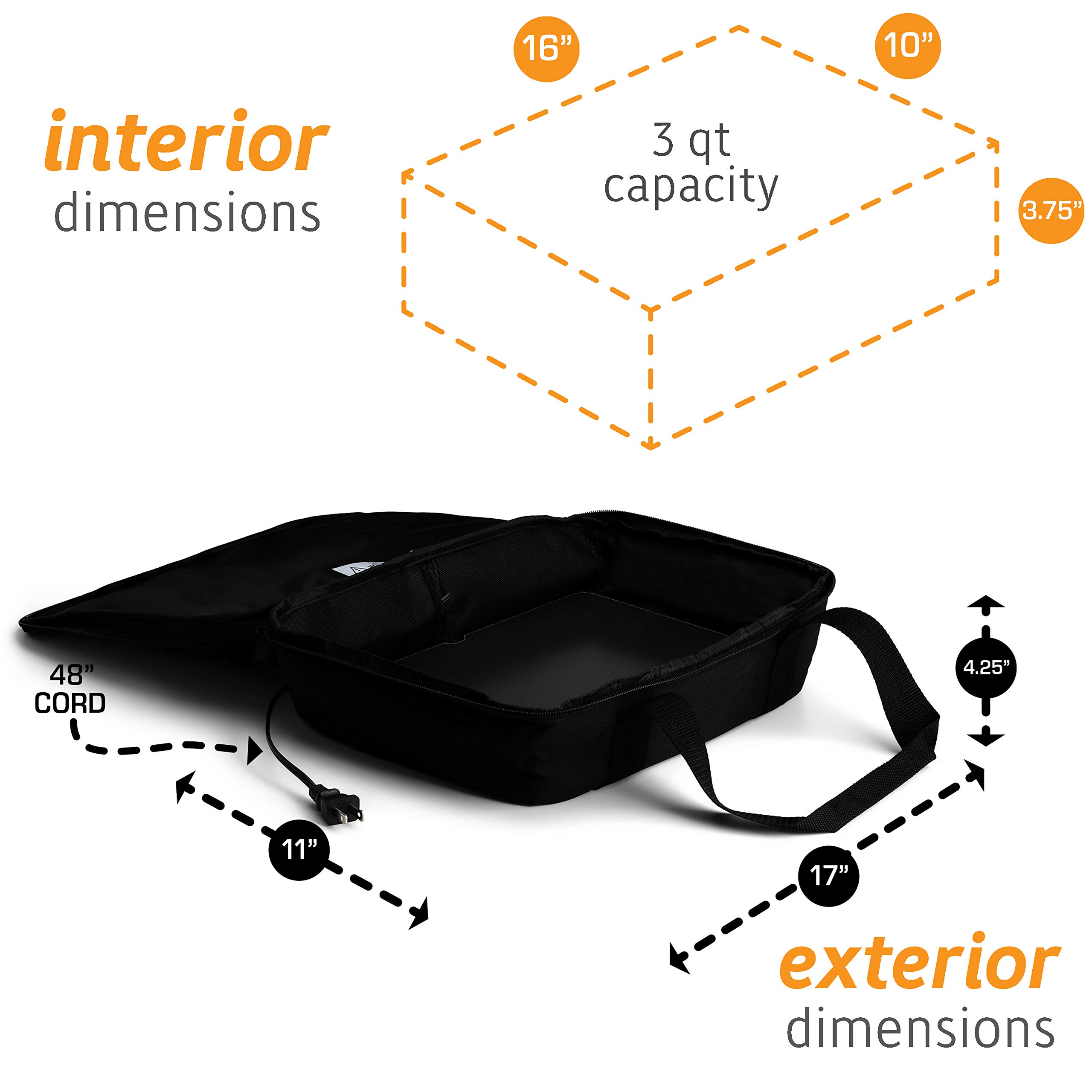 HotLogic Max Large Portable Electric Food Heater - Innovative Food Warmer and Heated Lunch Box for Adults Car/Home - Easily Cook, Reheat, and Keep Your Food Warm - Black - 120V