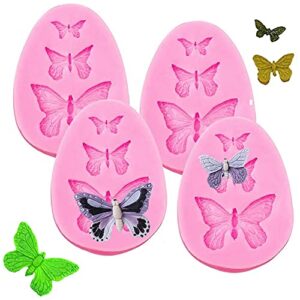 cestony 4pcs butterfly silicone molds for diy cake fondant biscuit cookies soap sugar pudding chocolate hard candies dessert candle decor