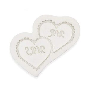 Xidmold 2pcs Heart Fondant Molds MR MRS I DO Silicone Cake Decorating Mold, Chocolate Candy Molds, Wedding Fonadnt Mold for Chocolate Candy Cupcake Gum Paste Polymer Clay