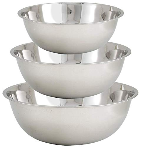 Tiger Chef Mixing Bowls Stainless Steel 13, 16 & 20 Quart Multi-Purpose Commercial Large, Set of 3