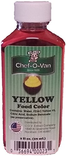 Chef-O-Van Food Coloring, Yellow, 2 Ounce