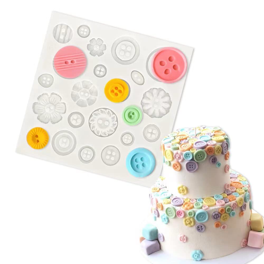 Button Shape Silicone Fondant Mold for Cake, Candy Chocolate Gumpaste Resin Button Making Mold