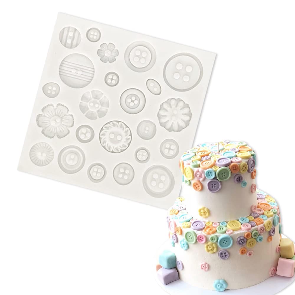 Button Shape Silicone Fondant Mold for Cake, Candy Chocolate Gumpaste Resin Button Making Mold