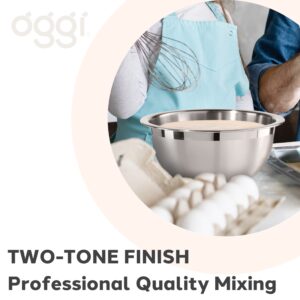 Oggi 3-Quart Two-Tone Stainless Steel Mixing Bowl, Great for Mixing, Making Dough, Dressing Salads, Mixing Eggs, Washing Vegetables