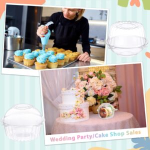 Amyhill 200 Set Cupcake Holders with Dome Lid Individual Cupcake Liners, Clear Plastic Cupcake Containers Disposable Grease Proof Baking Cups Paper Cupcake Wrappers for Muffin Cake Boxes (Cat Style)