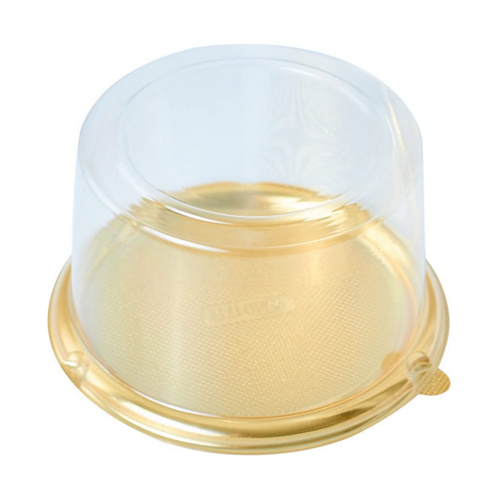 30 Sets Cake Box - 5-1/4 Inch in Diameter X 3-1/4 Inch in Height Clear Plastic Dome Carrier - Single Cake Container - Single Room Cupcake Carrier Box (Gold)