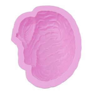 Jafirous Silicone Brain Shape Mold, Silicone Diy Brain Mold Brain Cake Mold Silicone Mold for Brain for Ice Cubes, Puddings, Chocolates and Cakes (Pink)