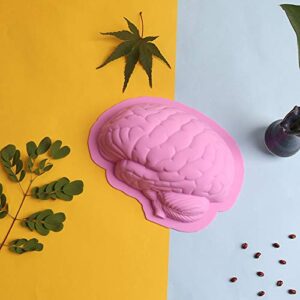 Jafirous Silicone Brain Shape Mold, Silicone Diy Brain Mold Brain Cake Mold Silicone Mold for Brain for Ice Cubes, Puddings, Chocolates and Cakes (Pink)