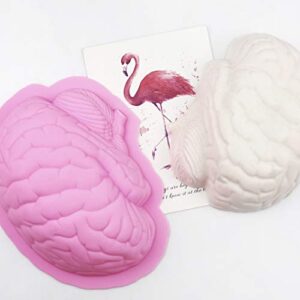 Jafirous Silicone Brain Shape Mold, Silicone Diy Brain Mold Brain Cake Mold Silicone Mold for Brain for Ice Cubes, Puddings, Chocolates and Cakes (Pink)