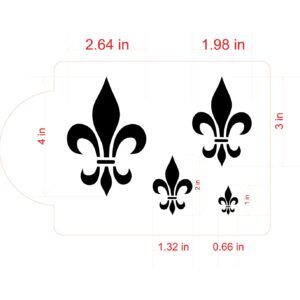 Designer Stencils Fleur De Lis Cake Stencil Motif, Beige/Semi-Transparent, 4 X 2, 3 X 2, 2 X 1.3, 1 X 0.7