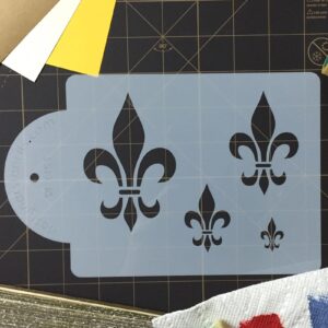 Designer Stencils Fleur De Lis Cake Stencil Motif, Beige/Semi-Transparent, 4 X 2, 3 X 2, 2 X 1.3, 1 X 0.7