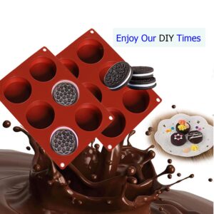 Round Cylinder Candy Silicone Mold,Chocolate Cover Oreos Cookie Reusable Perfect Size Molds, for Sandwich Cookies Muffin Cupcake Brownie Cake Pudding Soap Jello (3 Pack)